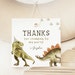 Editable Dinosaur Thank You Tag, Dino Birthday Party Favor Tag, T-rex ...