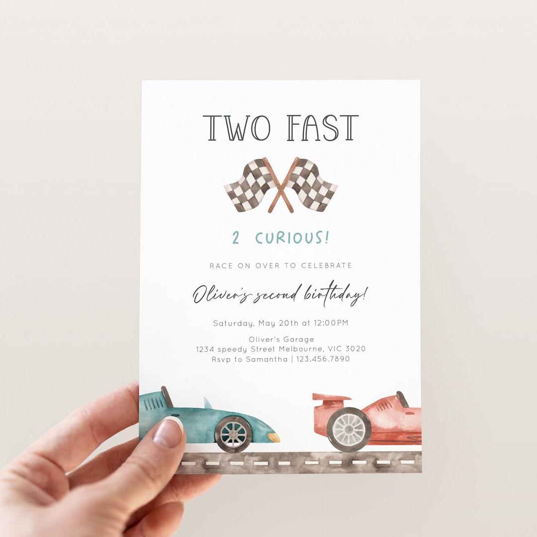 Two Fast 2 Curious Birthday Invitation Editable Template - Etsy