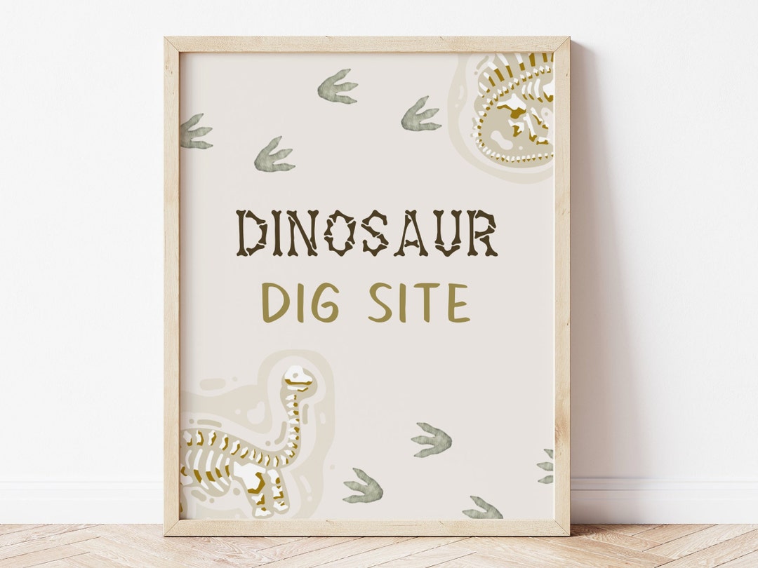 Dinosaur Dig Sign, Editable Template, Dino Dig Site Poster, Fossils ...