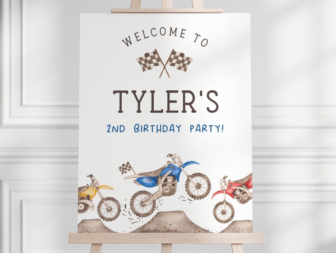 Dirt Bike Welcome Sign, Editable Template, Dirt Bike Birthday Party ...