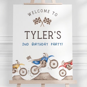 Dirt Bike Welcome Sign, Editable Template, Dirt Bike Birthday Party ...