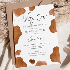 Holy Cow She's Getting Married Invite, Farm Bridal Shower, Editable ...