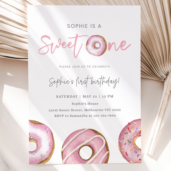 Donut First Birthday Invitation - Etsy