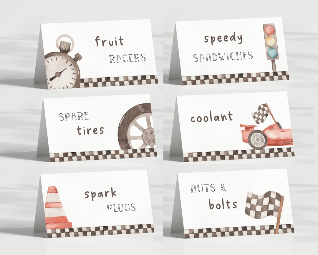 Racing Food Tents, Editable Template, Race Car Party Food Labels, Car ...