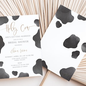 Holy Cow She's Getting Married Bridal Shower Invite, Editable Template ...