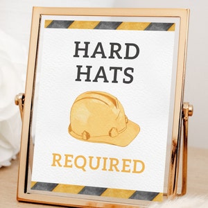 Construction Hard Hats Sign, Editable Hard Hats Required Sign ...