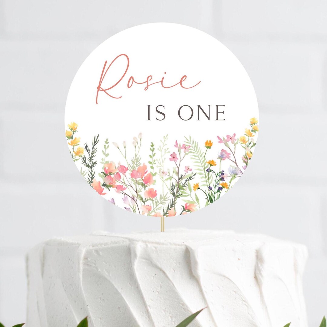 Editable Wildflower Cake Toppers, Printable Round Floral B'day Cake ...