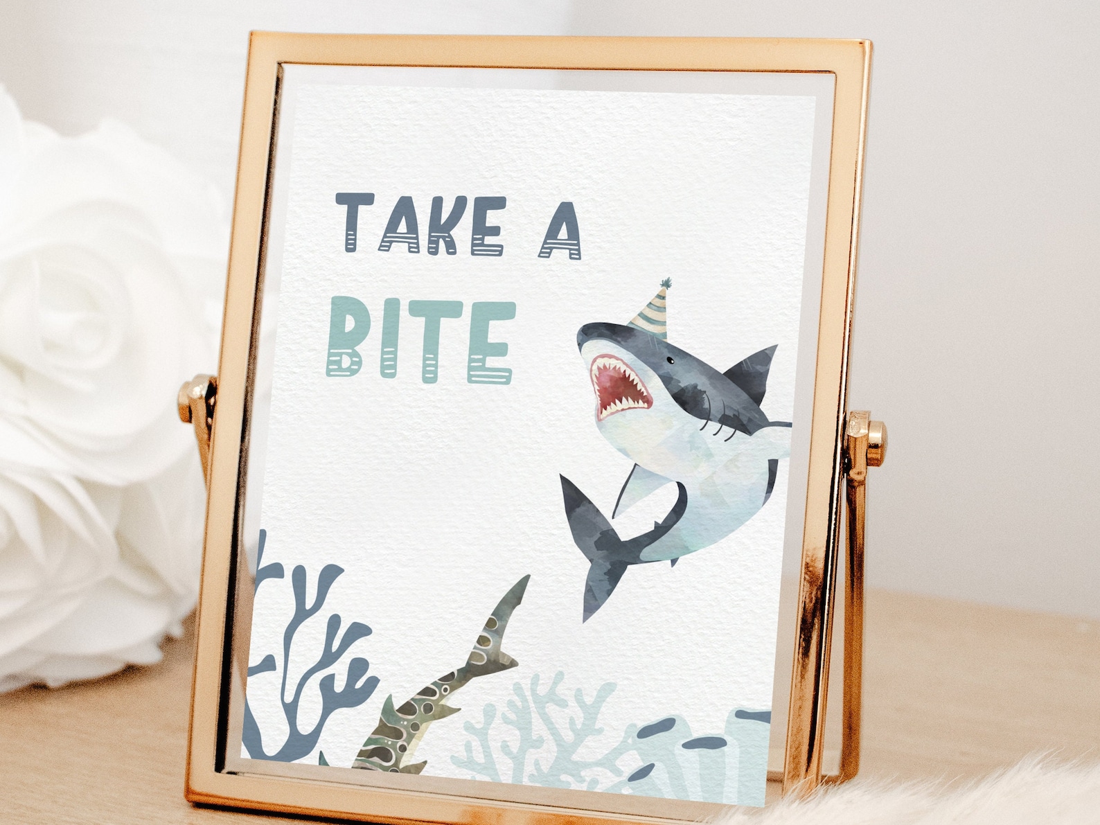 Sharks Party Signs, Editable Template, Take A Bite & Reef Freshments ...