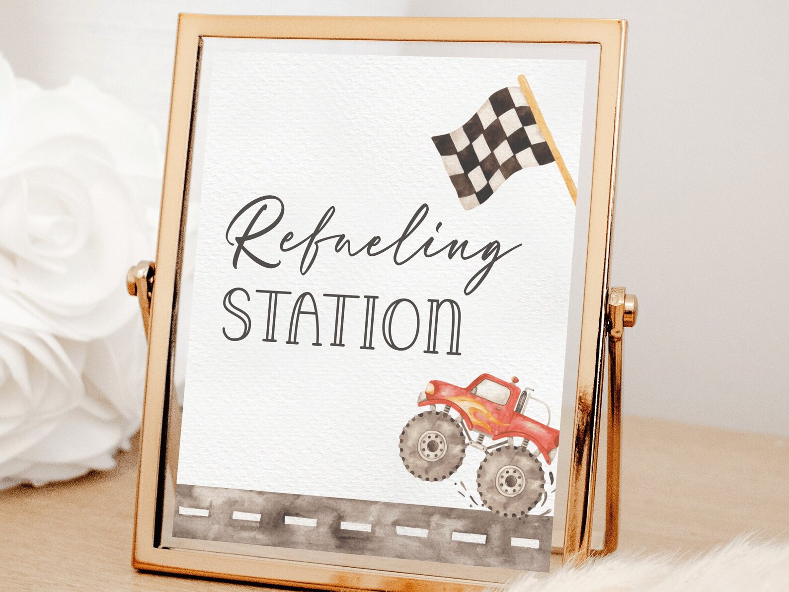 Monster Truck Refueling Station Sign, Editable Template, Monster Truck ...