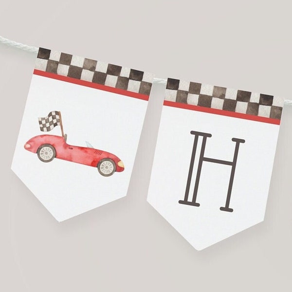 Red Race Car Birthday Banner - Etsy