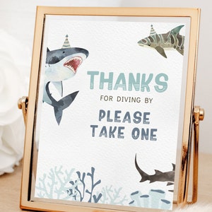 Shark Party Signs, Editable Template, Cards & Gifts Sign, Sharks Favors ...