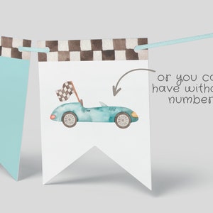 Editable Car Birthday Banner, Vintage Blue Car Party Decor, Any Age ...
