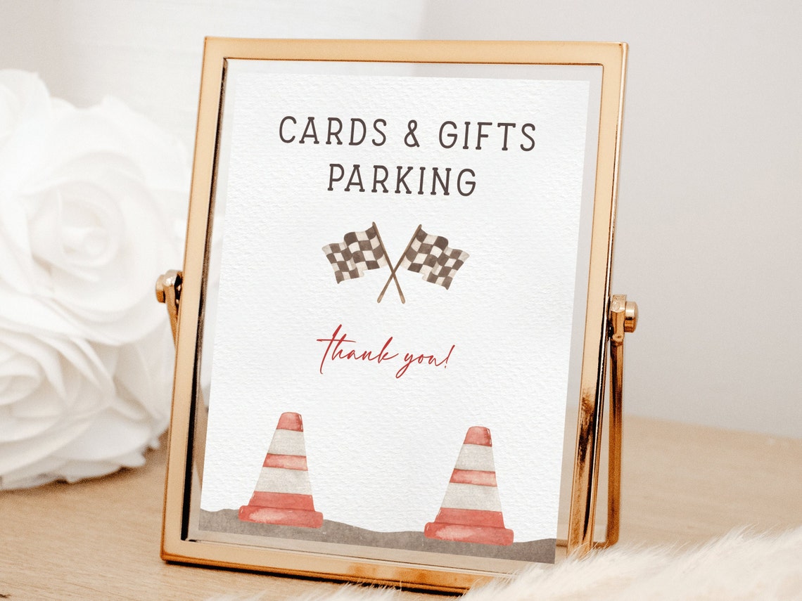 Dirt Bike Favor & Gifts Parking Signs, Editable Template, Red Motor ...