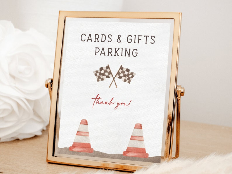 Dirt Bike Favor & Gifts Parking Signs, Editable Template, Red Motor ...