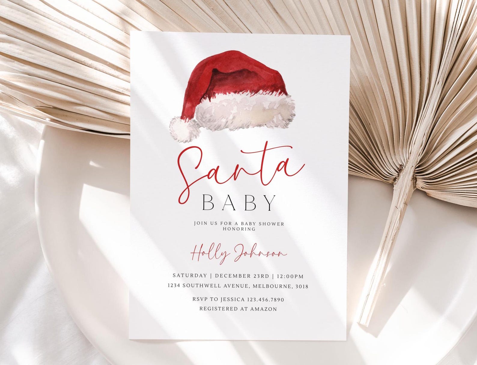 Santa Baby Shower Invitation, Editable Christmas Baby Shower Invite ...