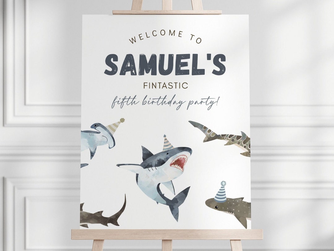 Sharks Party Welcome Sign, Editable Template, Sharks Birthday Party ...