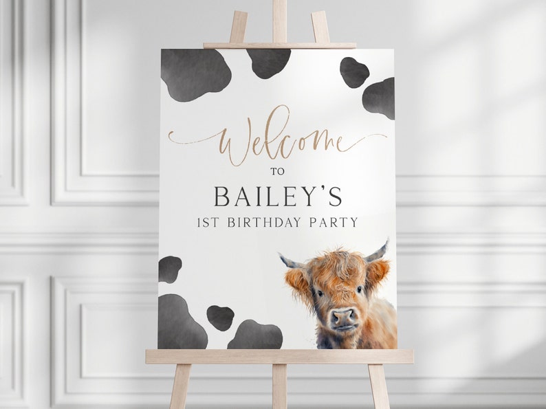Editable Cow Birthday Milestone Poster, Holy Cow I'm One Gender Neutral ...