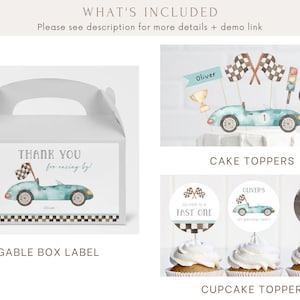 Fast ONE Birthday Invitation Bundle, Editable First Lap Race Car Party ...