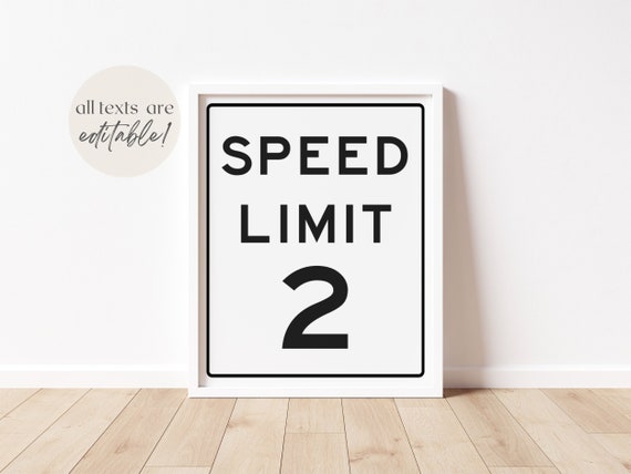 Editable Speed Limit Sign Race Car Birthday Party Sign - Etsy