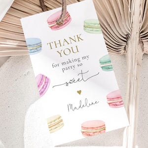 Editable Macarons Thank You Tag, Sweet Celebration Party Favors Tag ...