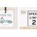 TWO Fast Gable Box Label Editable Template Blue Car Gable - Etsy