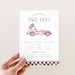 Two Fast Pink Car 2nd Birthday Invitation, Editable Template, Vintage ...