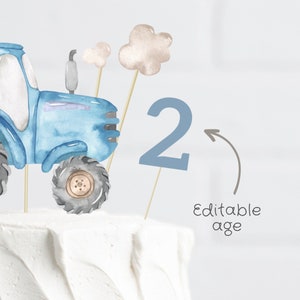 Editable Blue Tractor Cake Toppers, Printable Blue Tractor Cake Topper ...