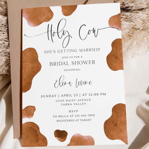 Holy Cow She's Getting Married Invite, Farm Bridal Shower, Editable ...