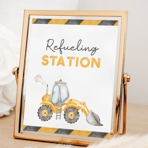 Construction Birthday Signs, Dig in & Refueling Station, Editable ...