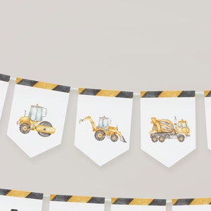 Construction Happy Birthday Banner, Editable Construction Trucks ...