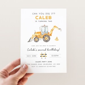 Editable Construction Truck Birthday Invitation, Construction Loader ...