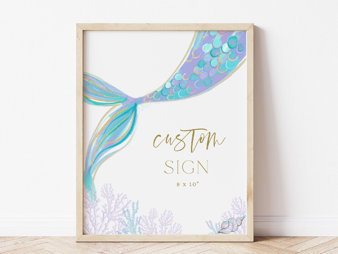 Editable Mermaid Party Sign, Mermaid Birthday Party Custom Sign, Under ...