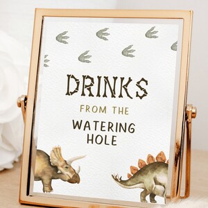 Dinosaur Drinks Sign, Editable Dino Watering Hole Sign, Drink Table ...