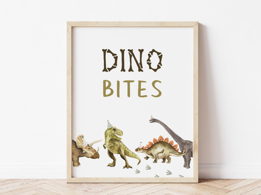 Dinosaur Party Sign, Dino Bites Sign, Dinosaur Birthday Party Decor ...