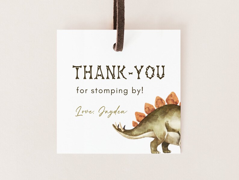 Editable Dino Gift Tag, Dinosaur Birthday Party Decor, Stegosaurus Bday ...