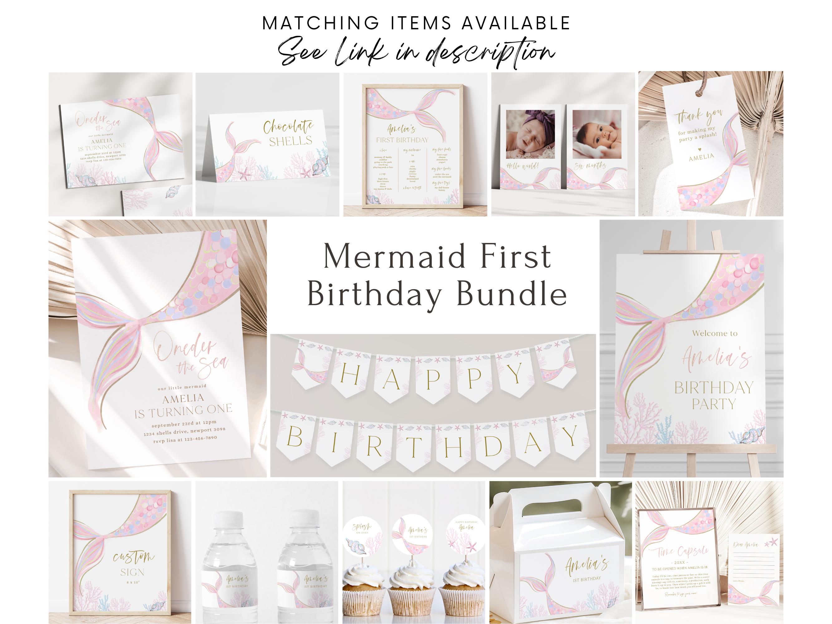 Oneder the Sea Mermaid Invitation, Mermaid 1st Birthday Invite, Modern ...
