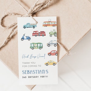 Editable Transportation Thank You Tag, Transport Vehicle Birthday Party ...