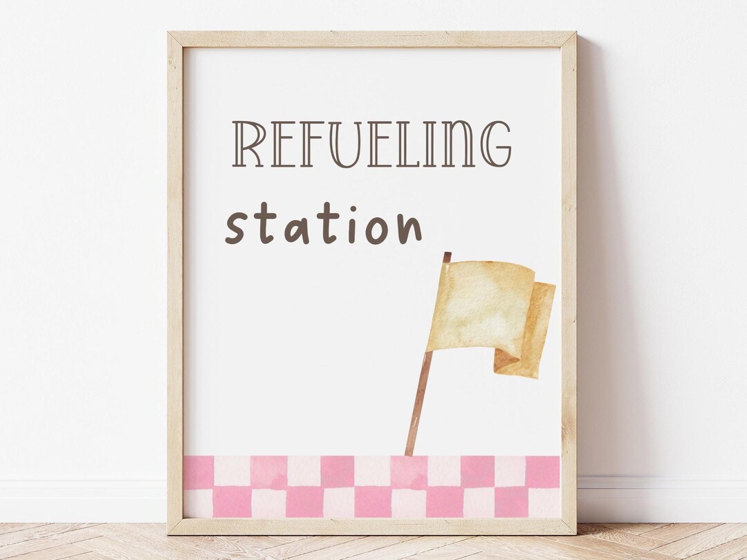 Girl Pink Refueling Station Party Sign, Editable Fast One Birthday ...
