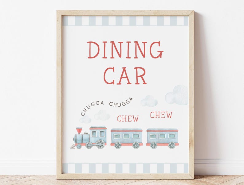 Train Dining Station Sign, Editable Choo Choo Train Birthday Food Sign ...