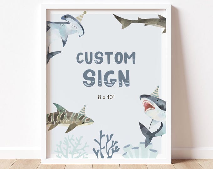 Shark Food Sign - Printable Shark Week Let's Have a Bite 1st Birthday ...