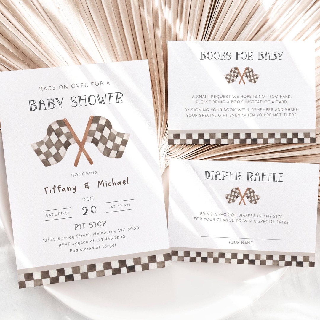 Racing Baby Shower Invitation, Editable Race Flags Invite, Diaper ...
