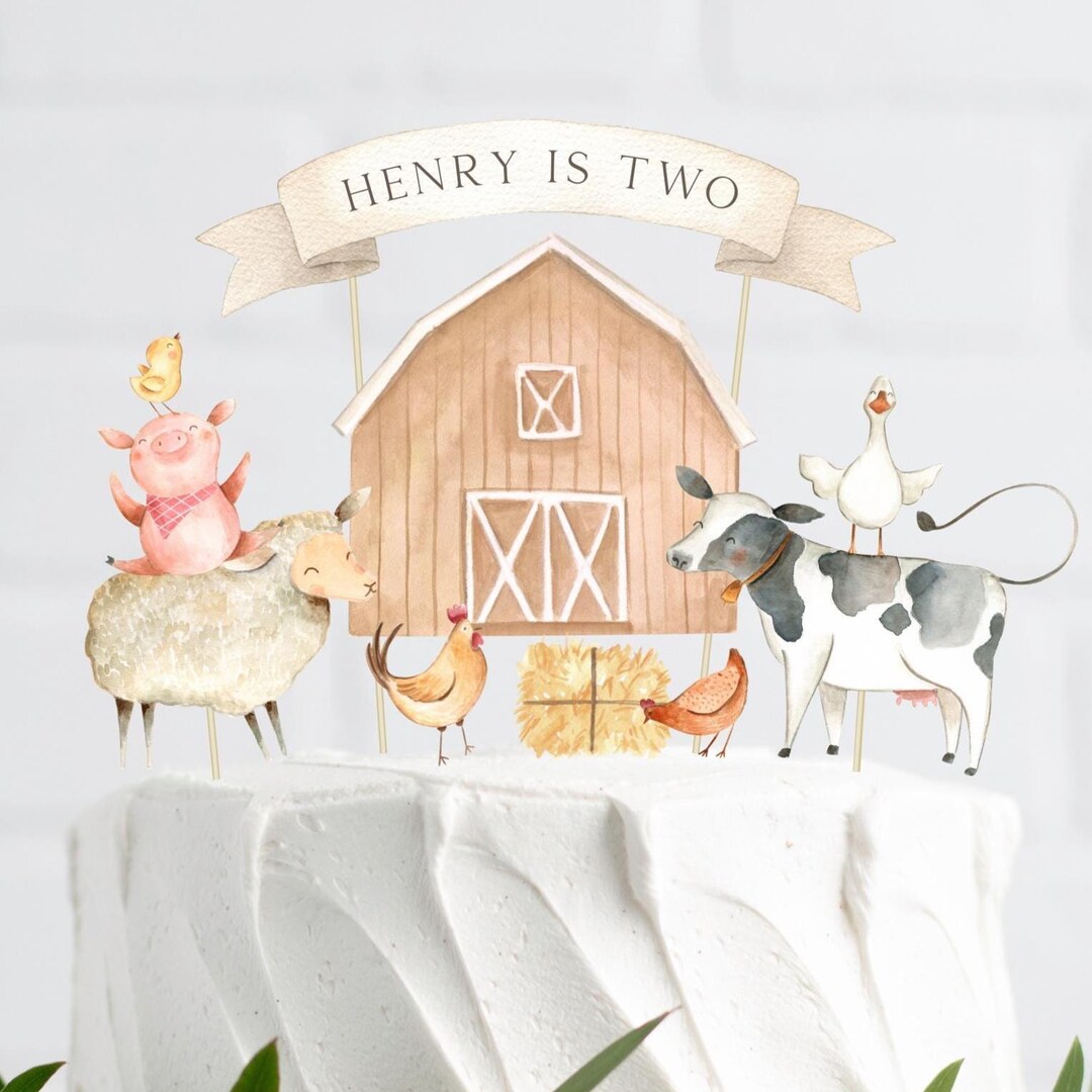 Editable Beige Barn Animals Cake Toppers, Printable Farm Animals ...