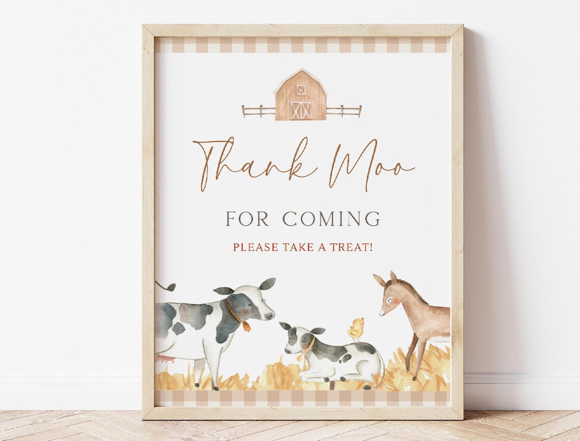 Editable Farm Birthday Party Signs Bundle, Beige Barn & Farm Animal ...