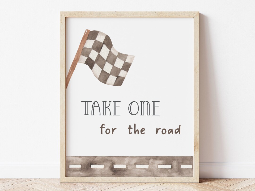 Race Car Favors Sign, Take One for the Road Sign, Editable Template ...
