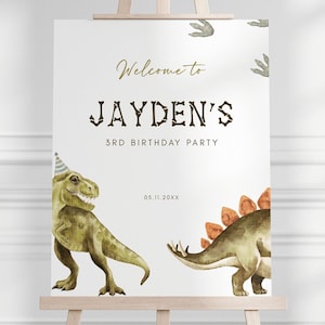 Dinosaur Welcome Sign Editable Dinosaur Birthday Sign T-rex - Etsy