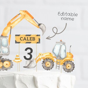 Editable Construction Cake Toppers, Printable Excavator Truck Cake ...