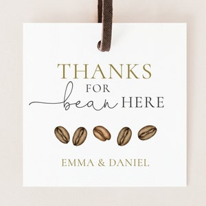 Thanks for Bean Here Favors Tag, A Baby is Brewing Shower Thank You Tag ...