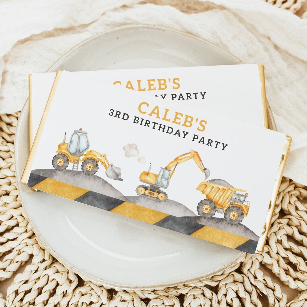 Editable Construction Chocolate Bar Wrapper, Construction Truck ...