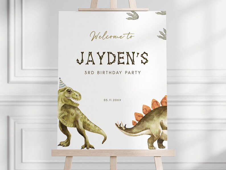 Dinosaur Welcome Sign Editable Dinosaur Birthday Sign T-rex - Etsy