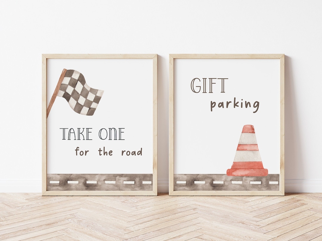 Take One for the Road + Gift Parking Signs, Race Car Birthday Favors ...